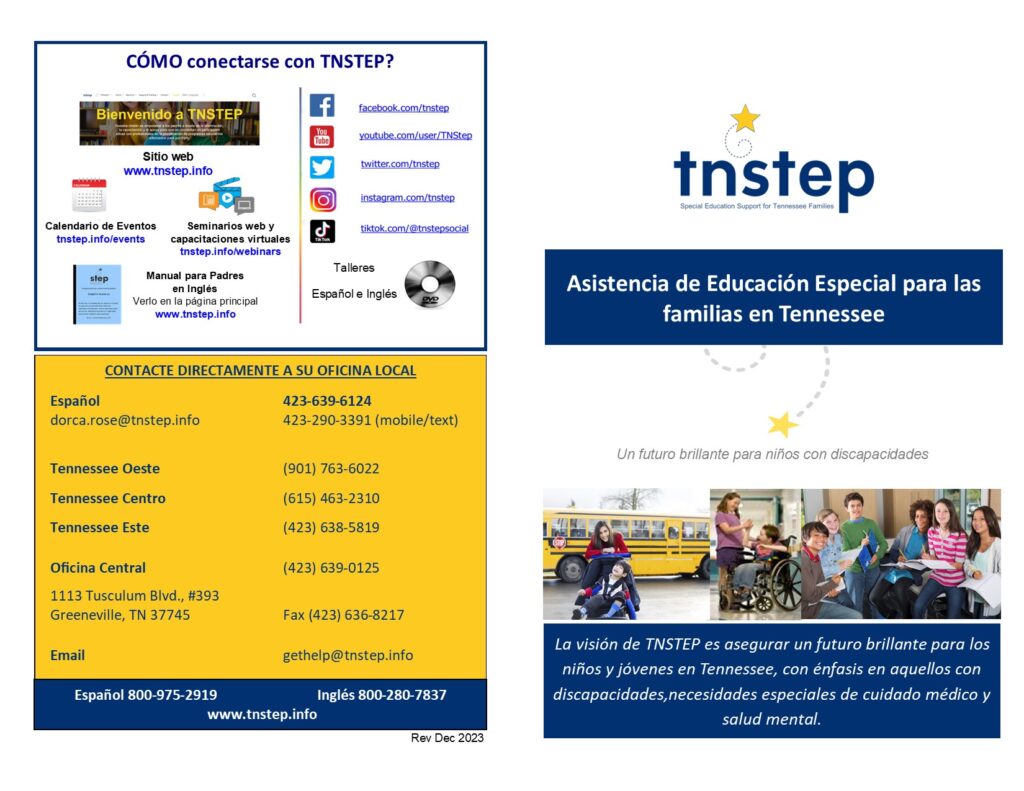 z TNSTEP - Asistencia de Educación Especial para las familias en Tennessee (TNSTEP Brochure ...