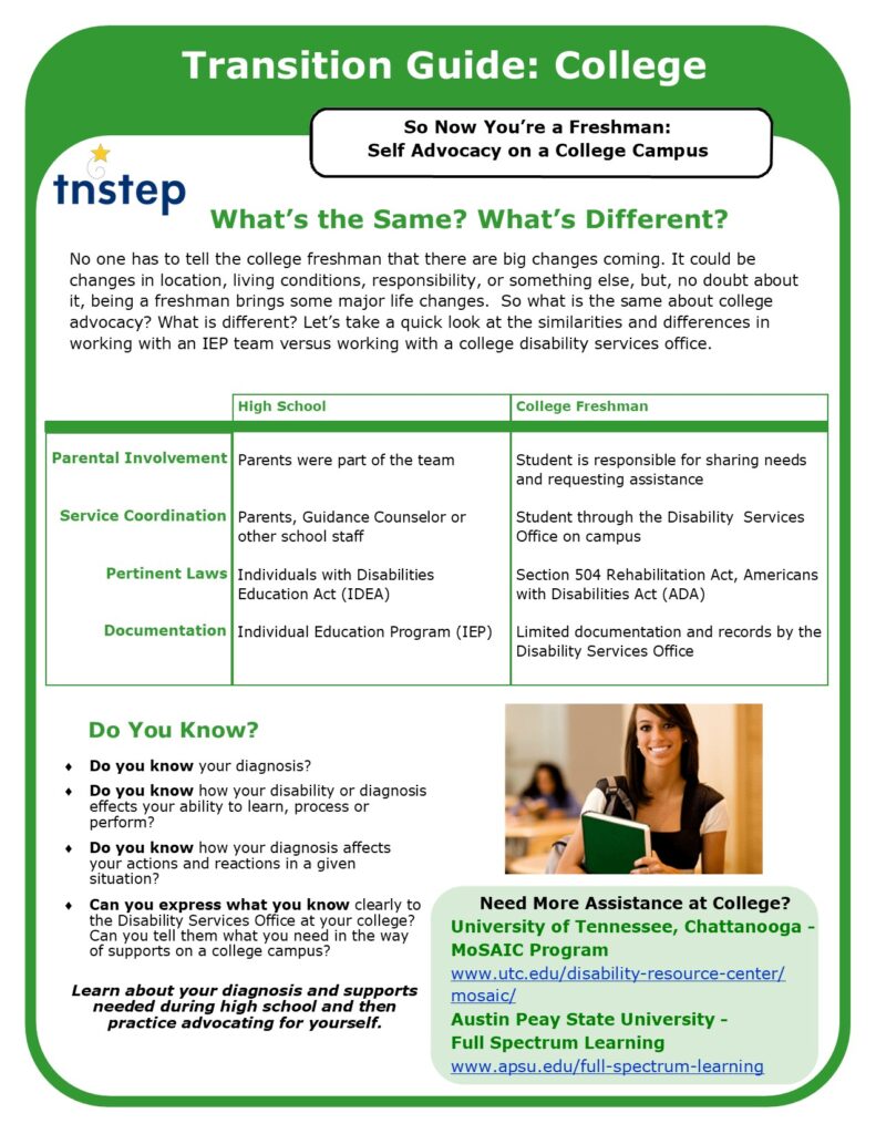 Transition Guide: College • TNSTEP
