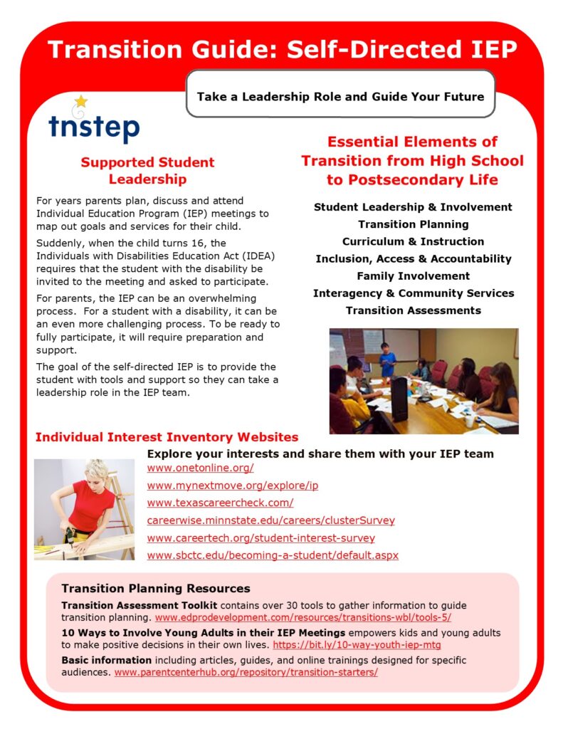 Transition Guide: Self-Directed IEP • TNSTEP