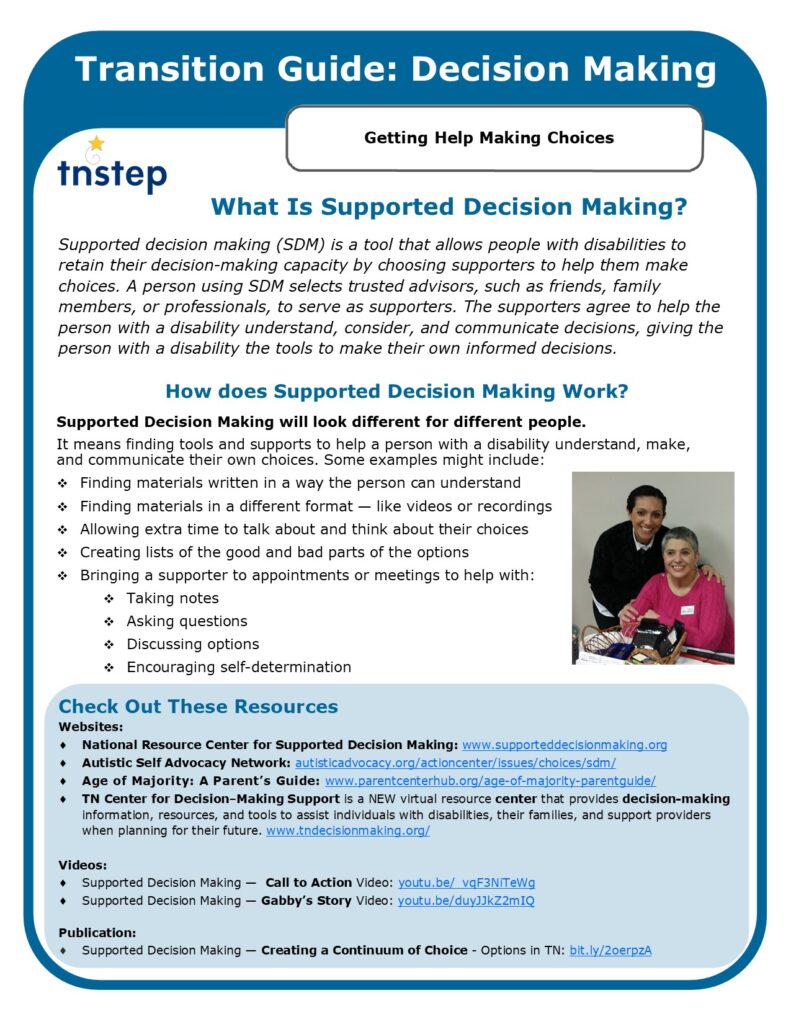 Transition Guide: Supported Decision Making • TNSTEP
