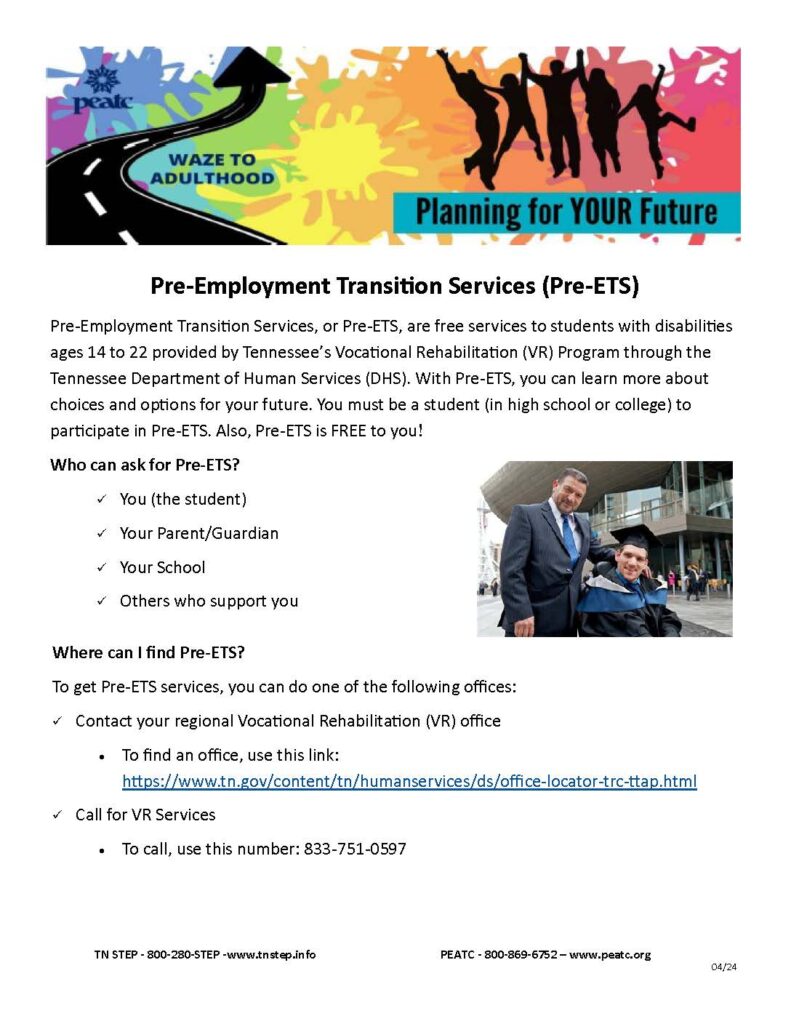 Pre-Employment Transition Services (Pre-ETS) - WAZE to Adulthood • TNSTEP